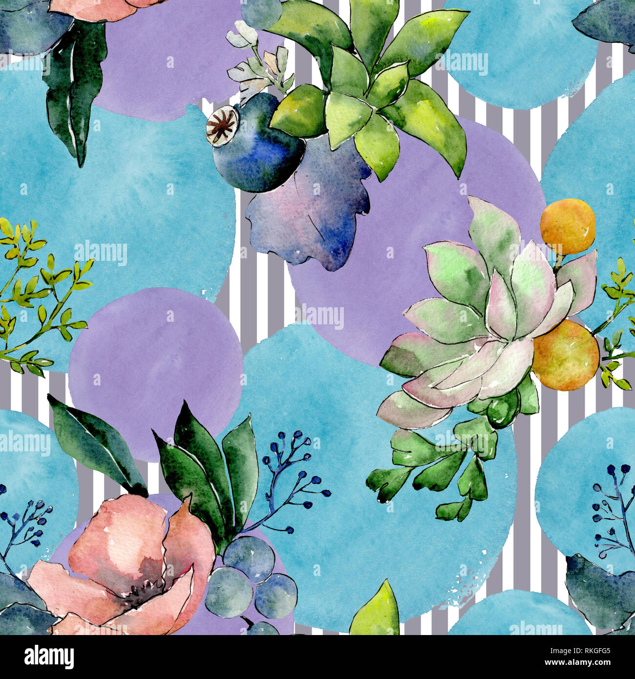 Bouquets with succulent floral botanical flowers. Watercolor background ...