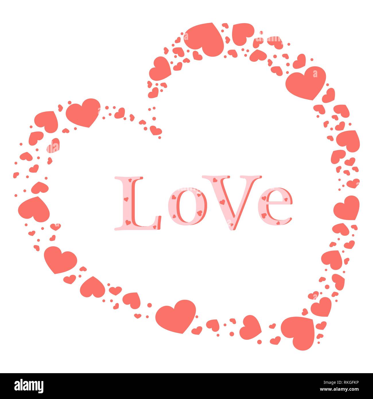 Vector illustration with heart composed of many hearts. Inscription ...