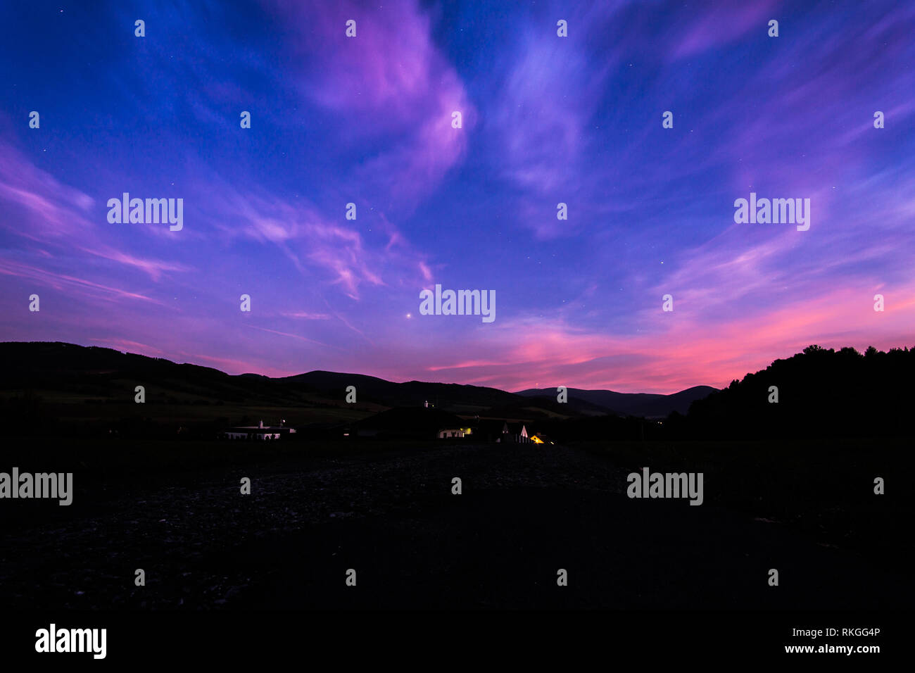 A Night Sky in the Middle of Europe Stock Photo - Alamy