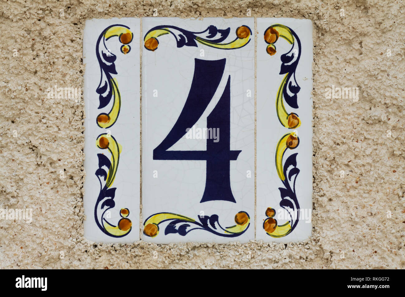House number 4 Stock Photo - Alamy