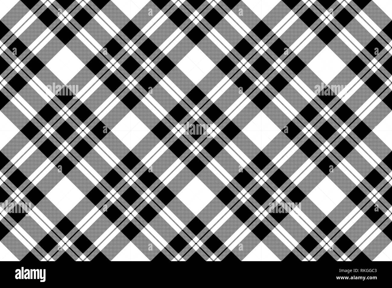 Pixel check fabric texture seamless black white pattern. Vector ...