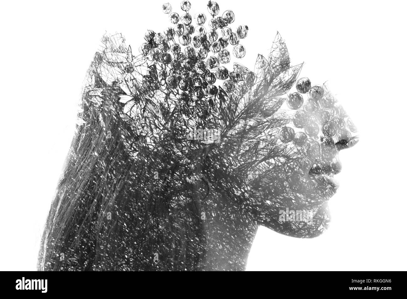 Portrait photography blends in with original artwork Stock Photo - Alamy