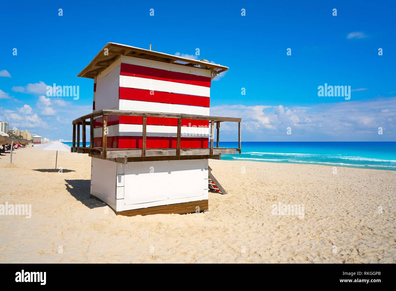 Cancun Playa Delfines beach baywatch tower in Riviera Maya of Mexico ...