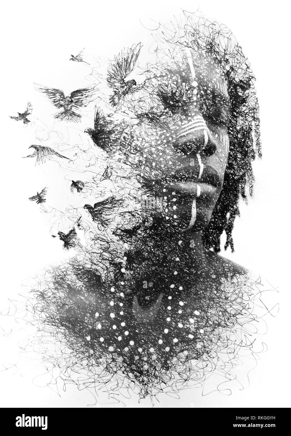 A young black man dissolves into his imagination Stock Photo - Alamy