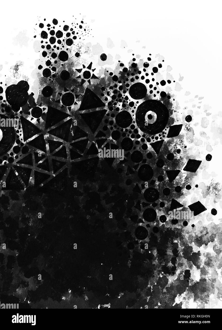 Black and white hand painted splatter effect Stock Photo - Alamy