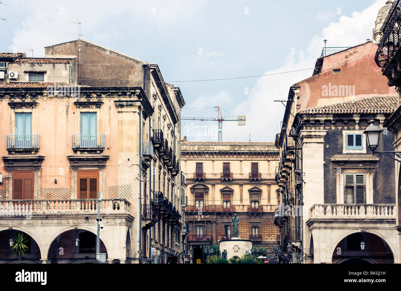 Beautiful cityscape of Italy, historical street of Catania, Sicily ...