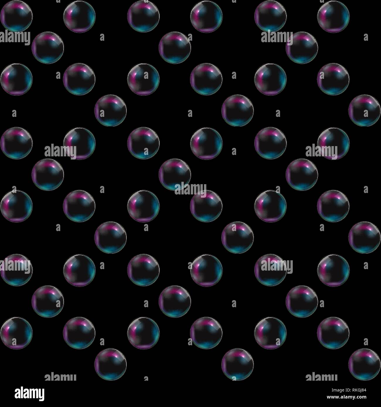 Cea Bubbles on Black Background. Seamless pattern. Vector Illustration ...