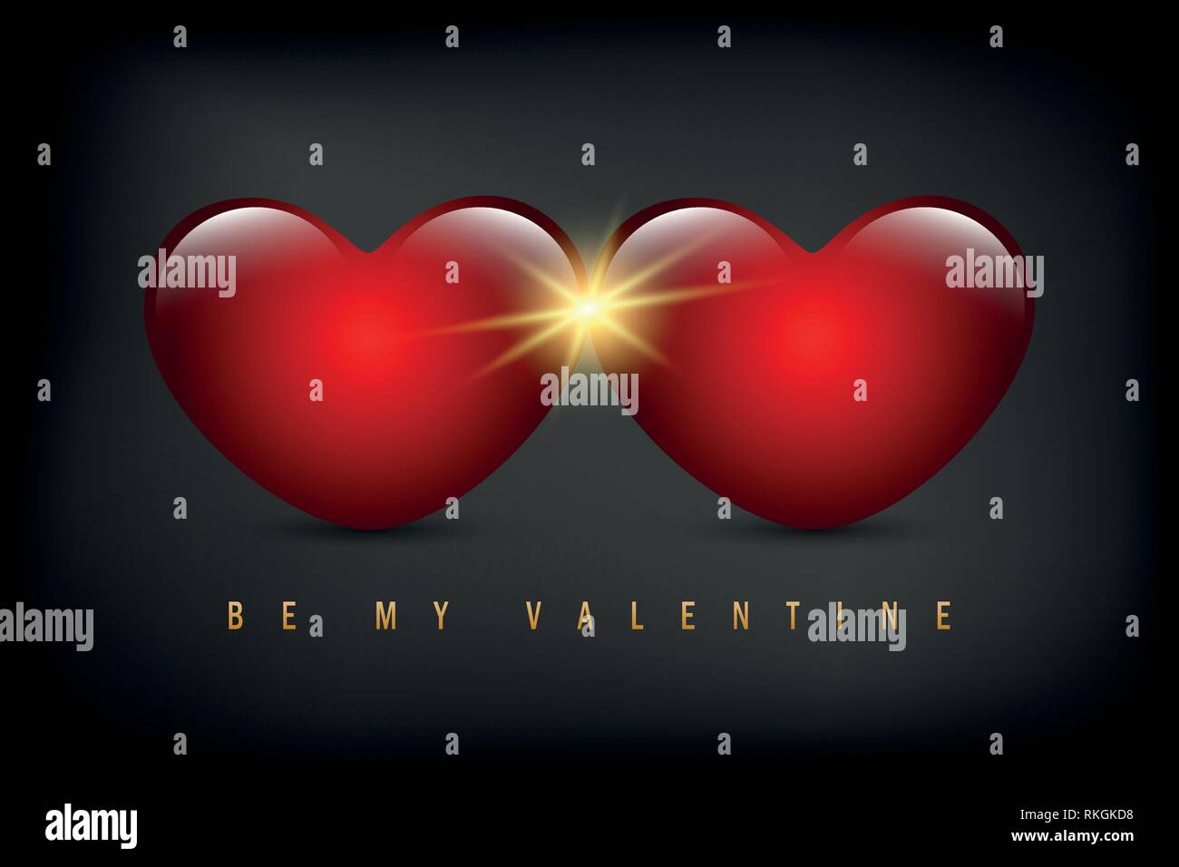 two shiny red hearts be my valentine vector illustration EPS10 Stock ...