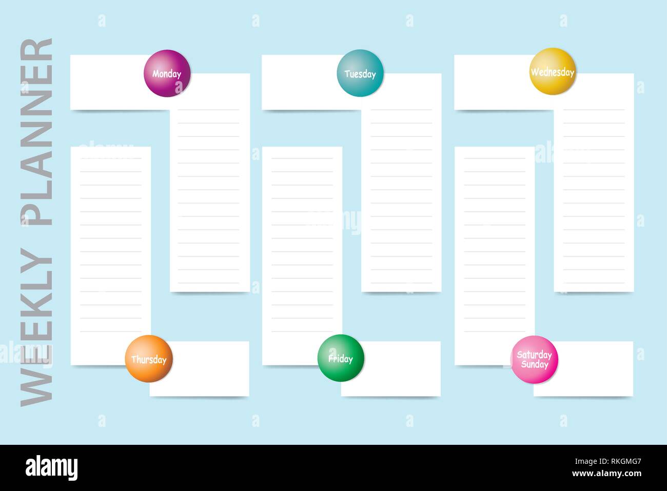 Weekly planner with blank label for daily tasks and blank white labels ...