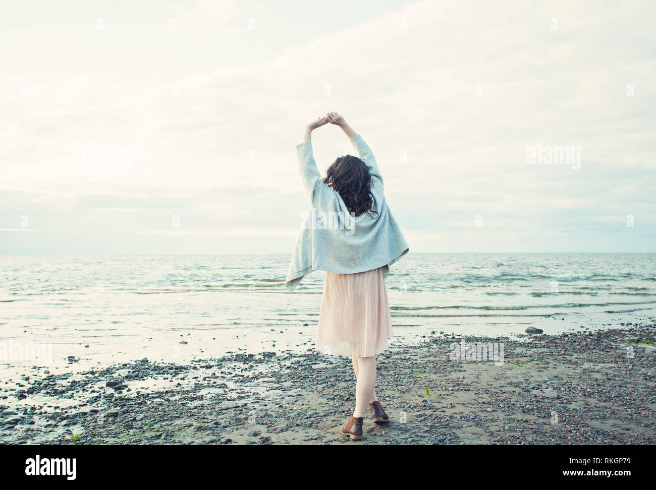 Young woman relaxing outdoor. Happiness concept Stock Photo - Alamy