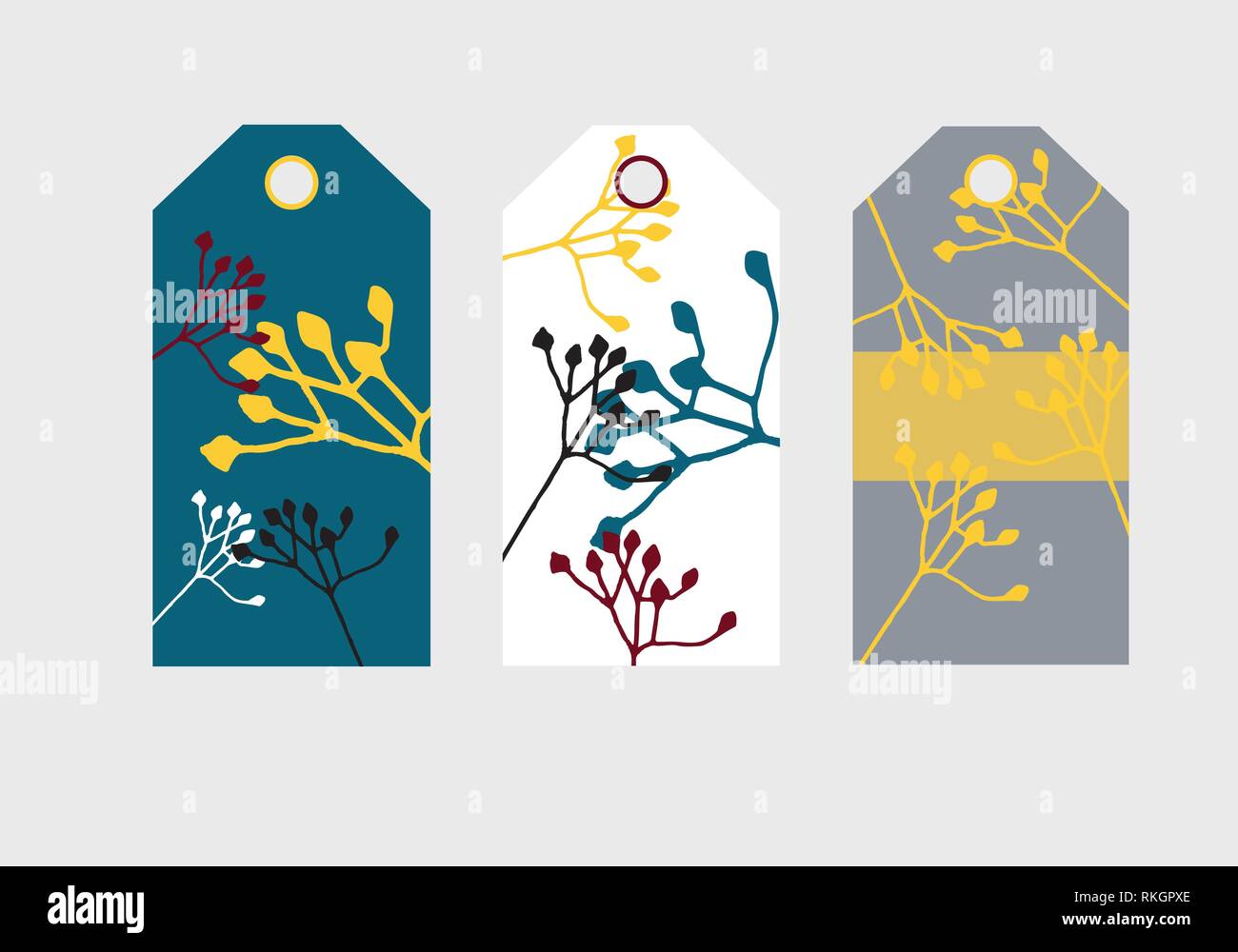 Hand drawn abstract floral vector template spring tag set Stock Vector ...