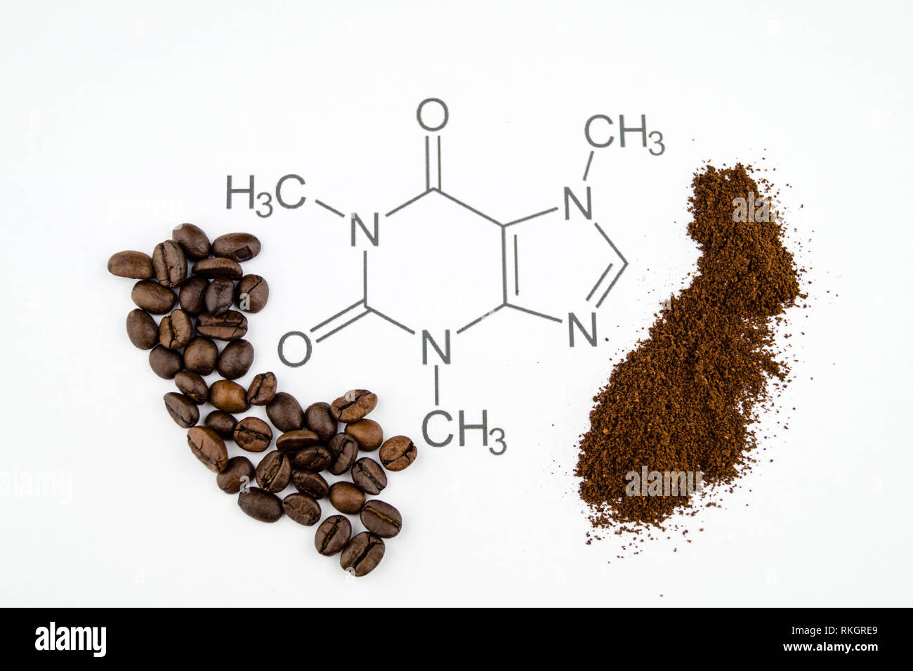chemical structure of a caffeine molecule Stock Photo - Alamy