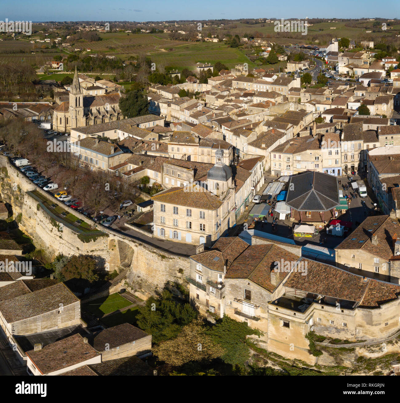 Aerial view, Bourg sur Gironde, site in Gironde, Aquitaine, France ...