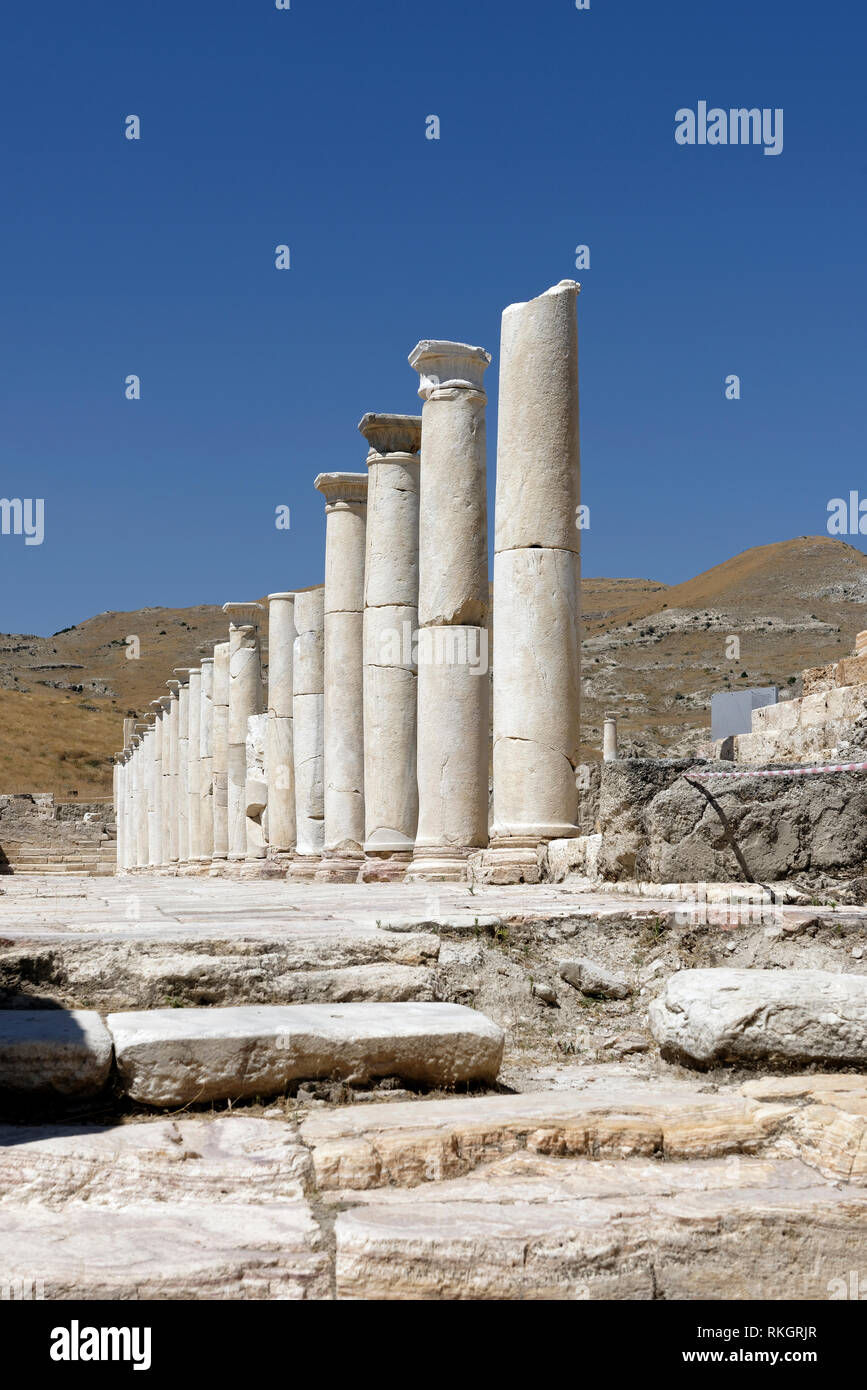 The west side Stoa (Portico) of the Late Roman Agora, Tripolis on the ...
