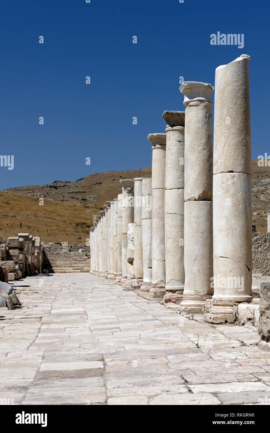 The west side Stoa (Portico) of the Late Roman Agora, Tripolis on the ...