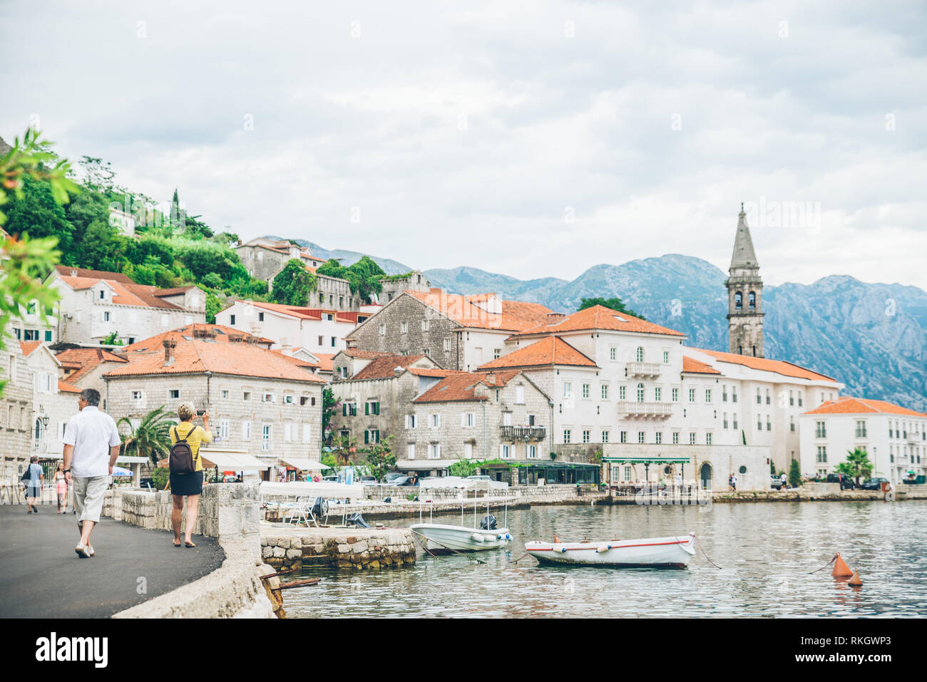 beautiful view of Perast town in Montenegro Stock Photo - Alamy