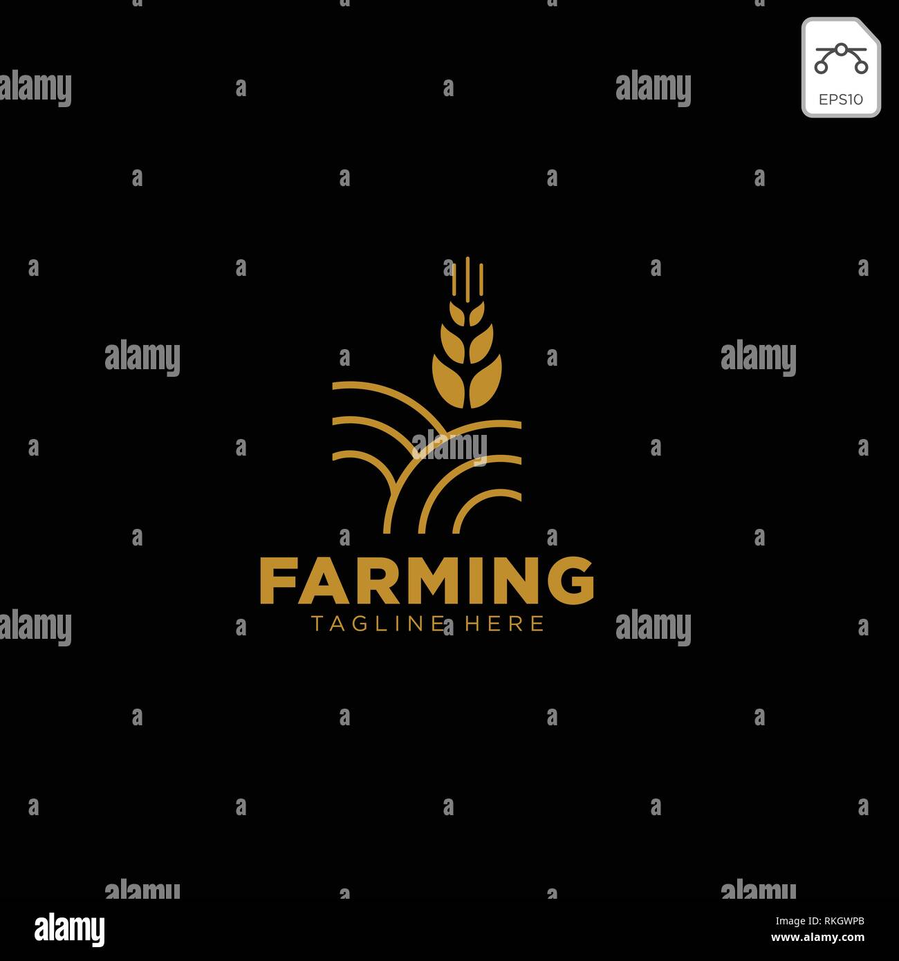 gold ulture farm line badge vintage logo template vector illustration ...