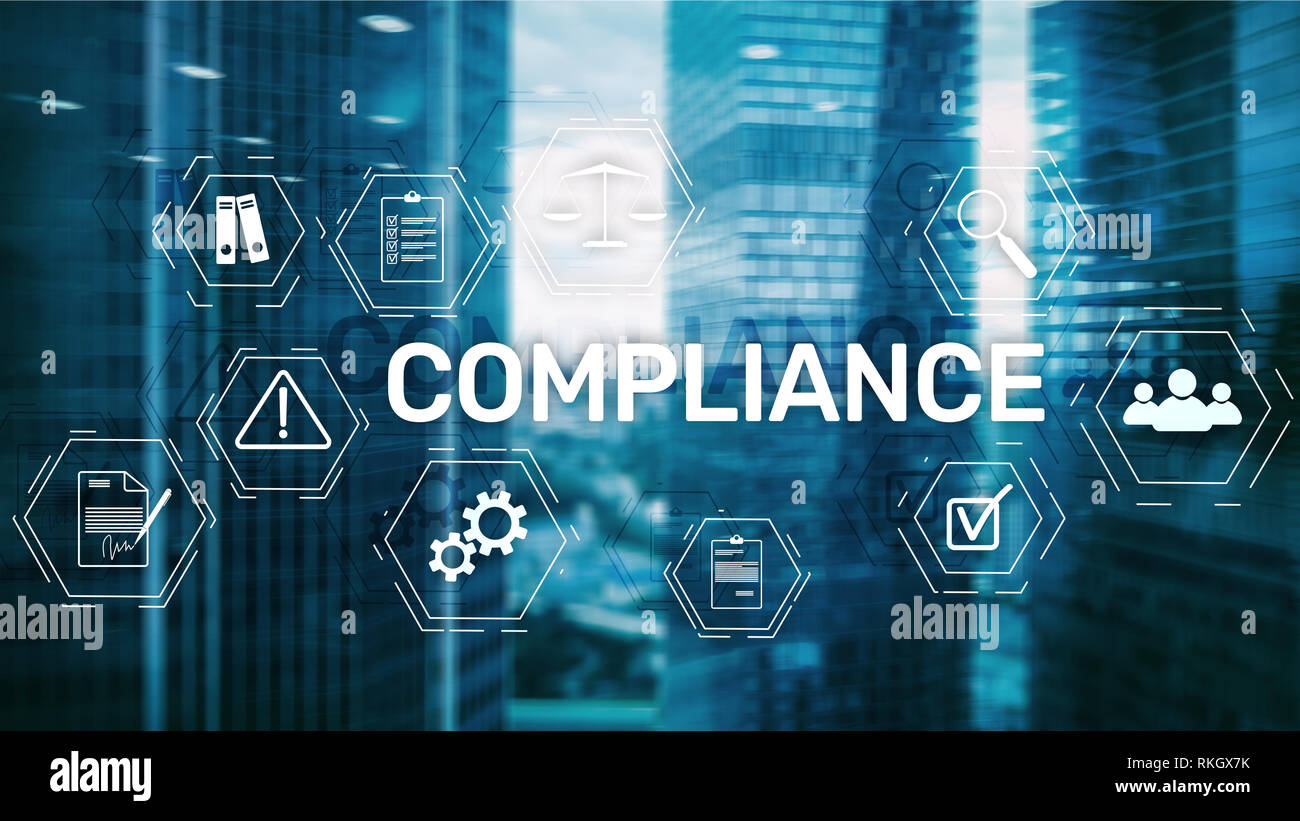 Compliance diagram with icons. Business concept on abstract background ...