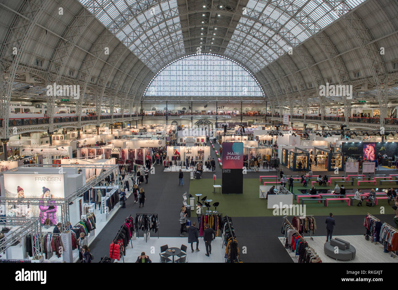 10 February 2019. Pure London fashion trade show at Olympia, general ...