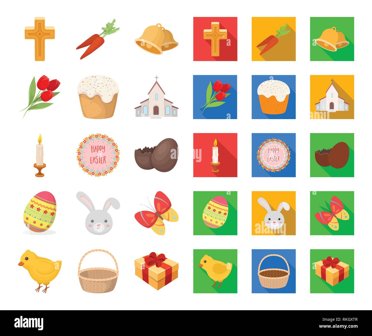 Easter is a Christian holiday cartoon,flat icons in set collection for ...