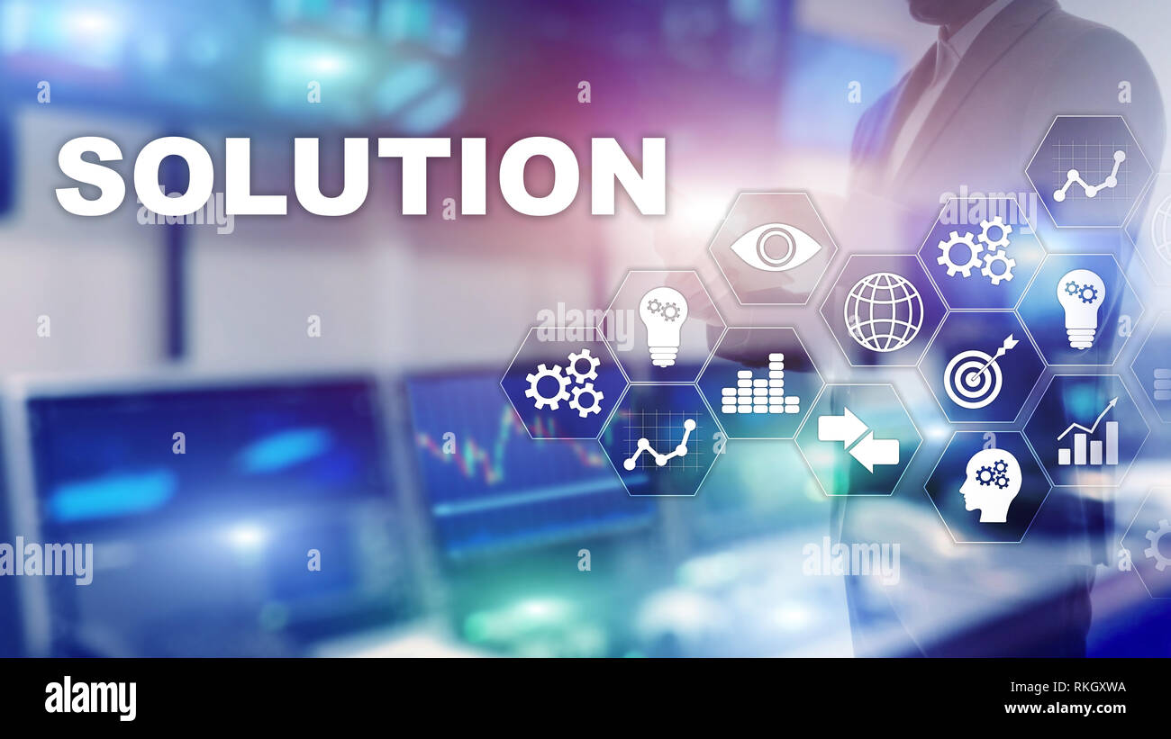 Business solutions, success and strategy concept. Structuring virtual ...