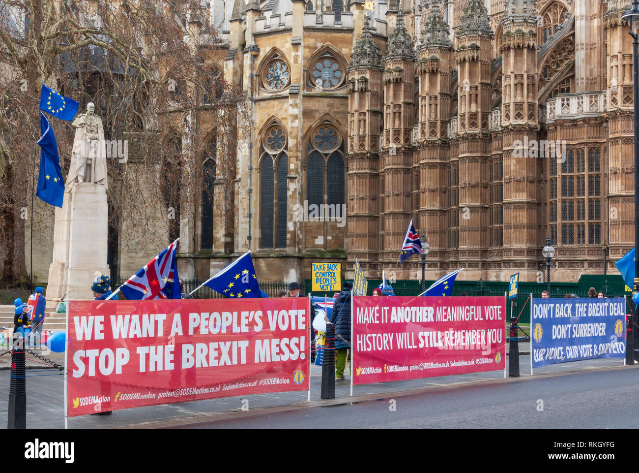 Remain campaigners outside British Parliament in London Stock Photo - Alamy