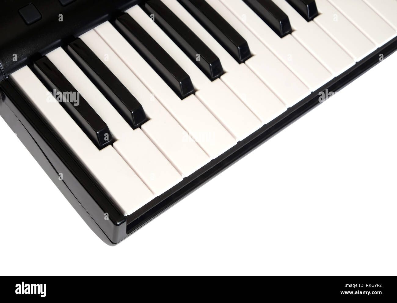 Piano keyboard with white and black keys isolated on white background ...