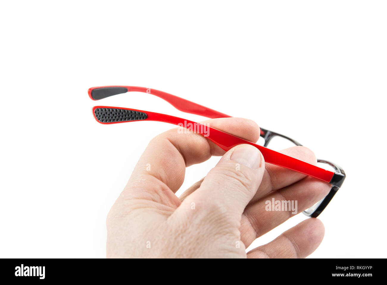 Dioptric glasses with rubber at the end of temples to prevent slipping ...