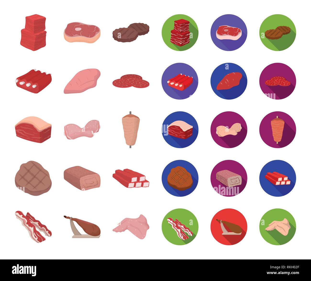 art,bacon,beef,belly,cartoon,flat,chicken,collection,cooking,crab,design,diced,dishes,doner ...