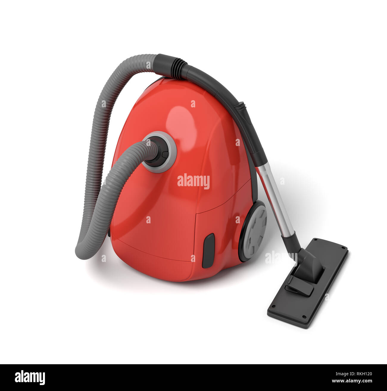 3d rendering of red electric vacuum cleaner isolated on white ...