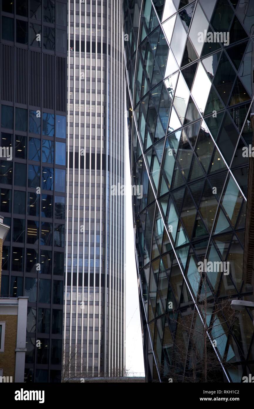 Natwest Tower and Gherkin, close up abstract Stock Photo - Alamy