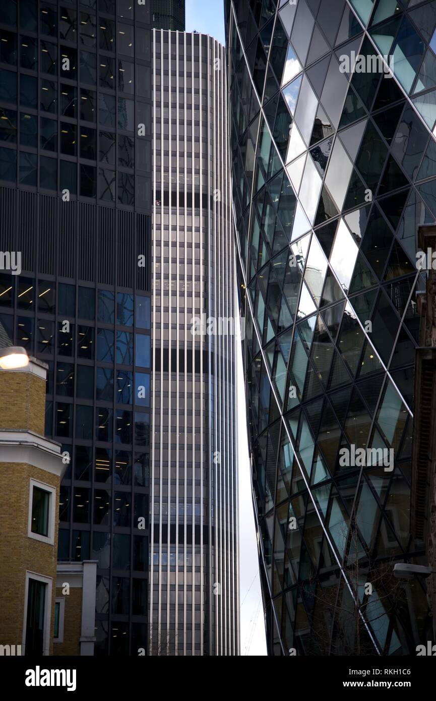 Natwest Tower and Gherkin, close up abstract Stock Photo - Alamy