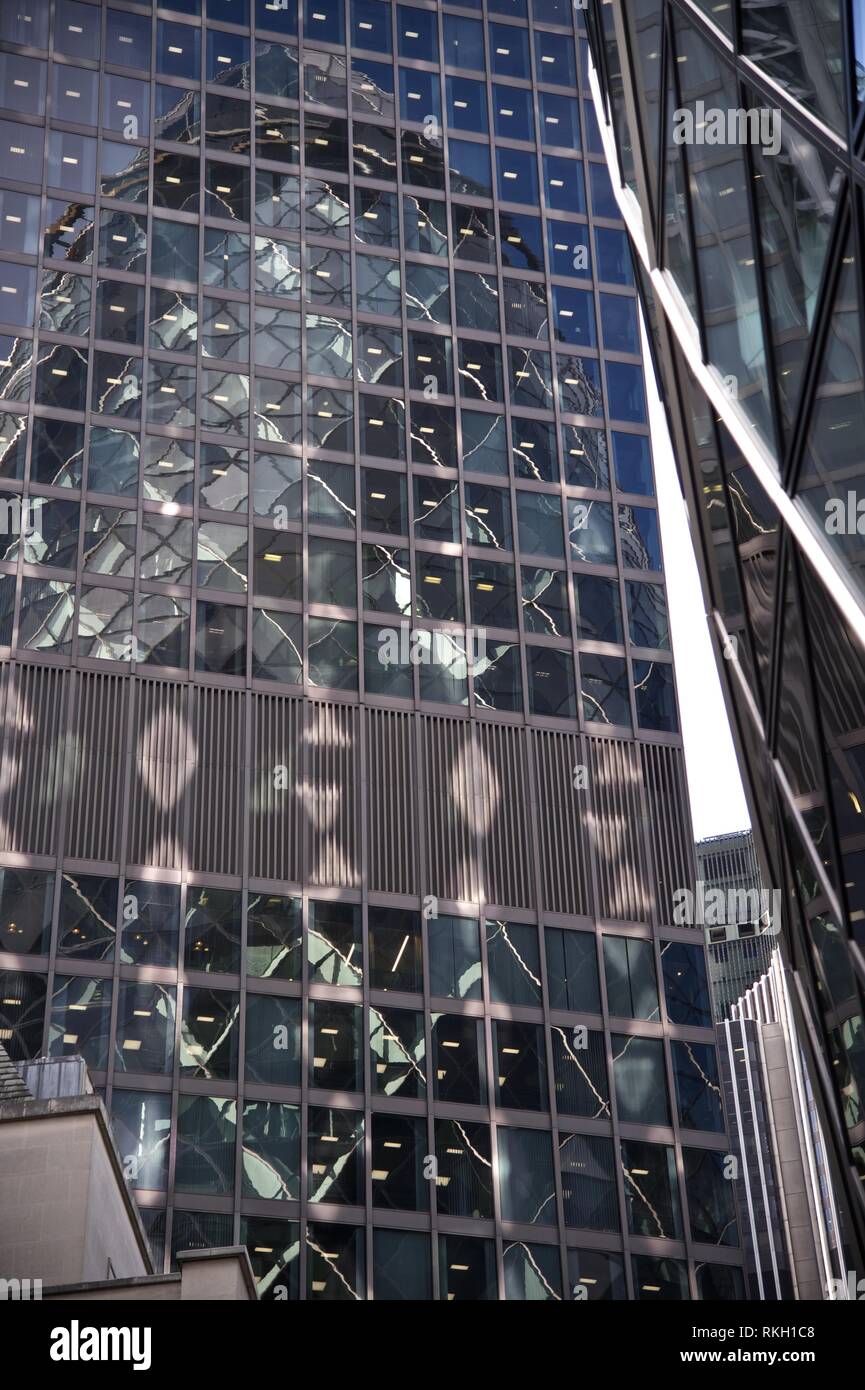 Natwest Tower and Gherkin, close up abstract Stock Photo - Alamy