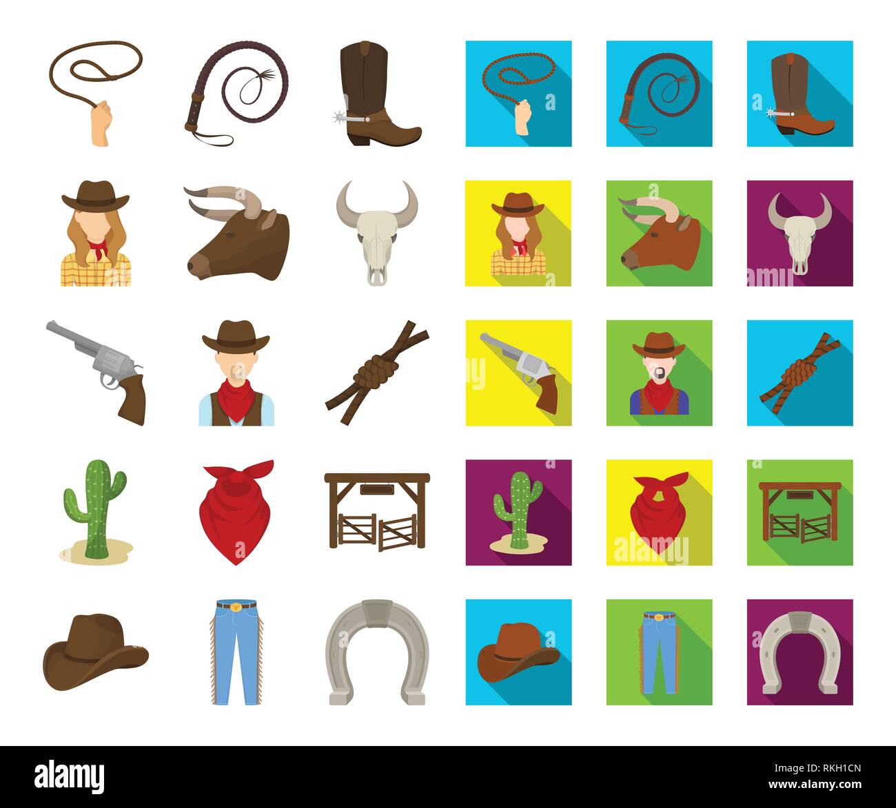 accessory,art,bandana,boots,bull,cactus,cartoon,flat,collection ...