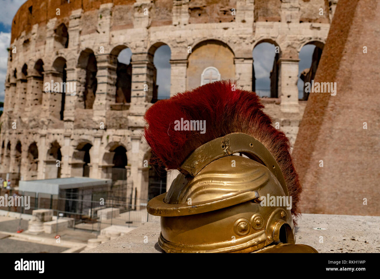 metallic gladiator helmet outside rome coliseum Stock Photo - Alamy
