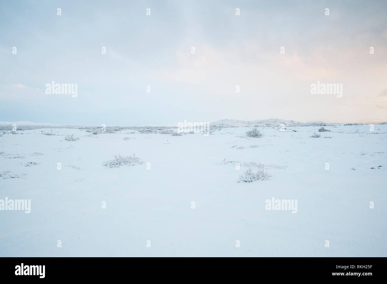 ICELAND: Somewhere in the Golden Circle. Endless snow desert Stock ...