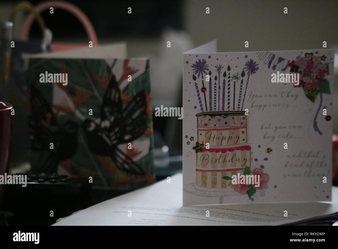 Birthday table two birthday cards hi-res stock photography and images ...