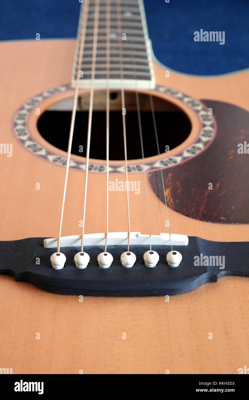 Classic acoustic six strings guitar natural color top from spruce with ...