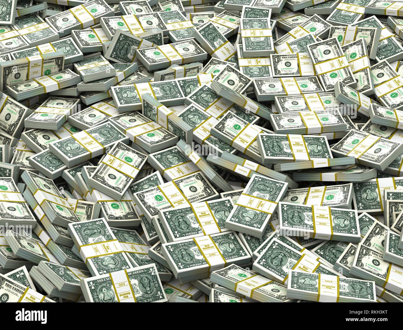 Dollar packs pile background. Financial concept. 3d Stock Photo - Alamy