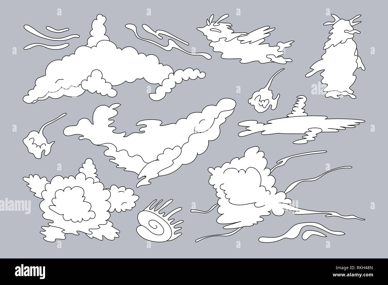 vector animal shaped cloud. Cartoon linear set Stock Vector Image & Art ...