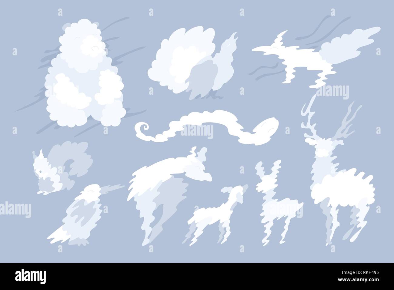 vector animal shaped cloud. Flat pastel set Stock Vector Image & Art ...