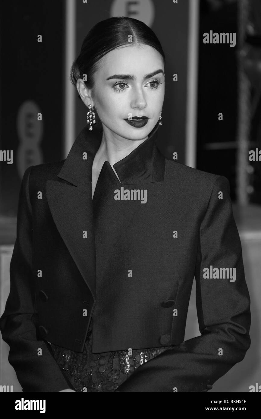 Lily Collins Black And White Coat