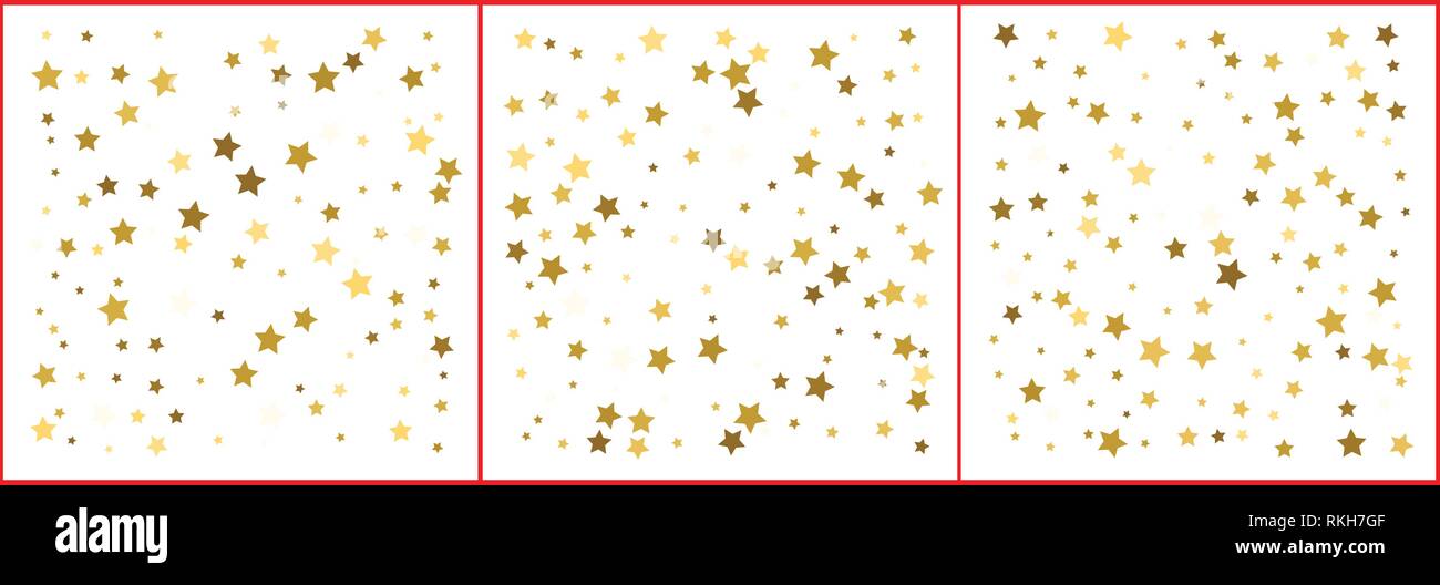 Gold stars confetti. Abstract background with many falling golden stars confetti. Vector ...