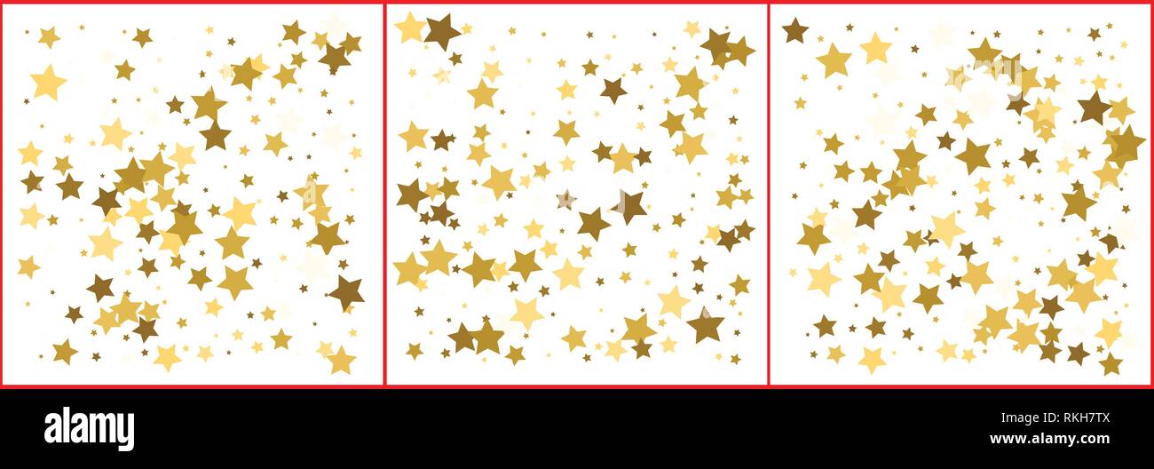 Gold stars confetti. Abstract background with many falling golden stars ...