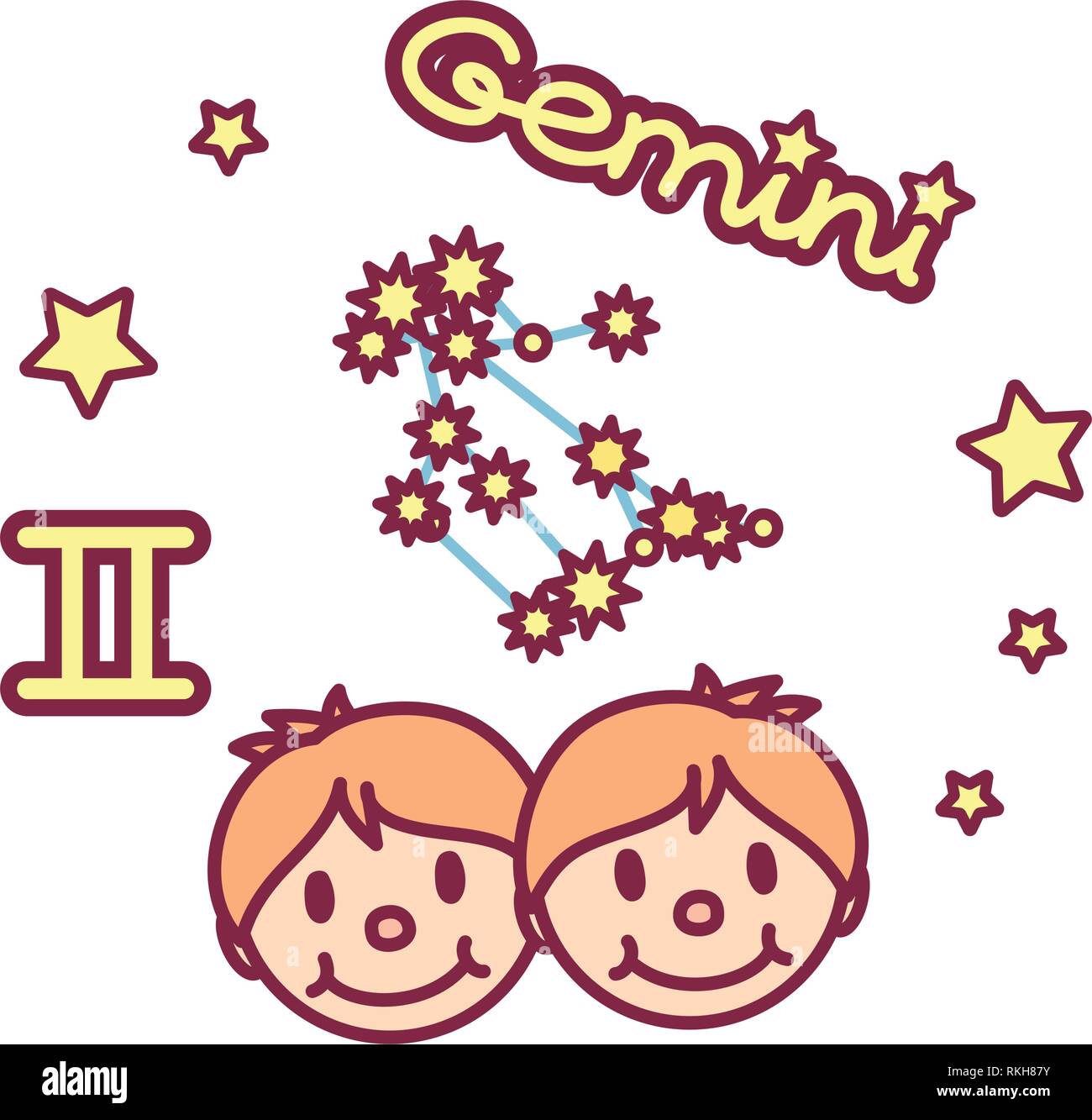 Gemini constellation cartoon illustration hi-res stock photography and ...