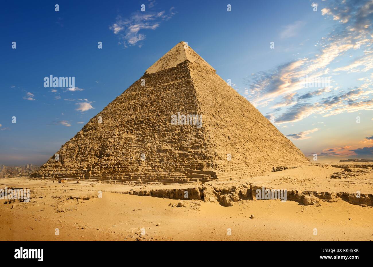 Egyptian pyramid in sand desert and clear sky hi-res stock photography ...