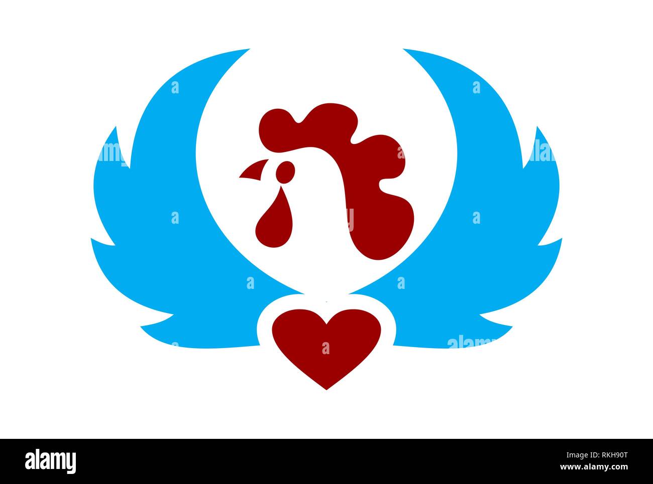 chicken bird love logo icon vector concept flat design Stock Photo - Alamy