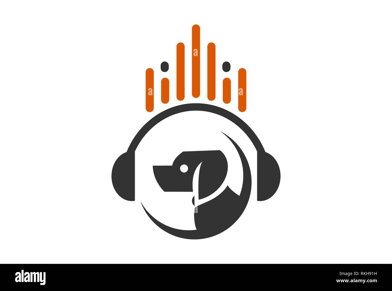 dog music headphone logo concept icon vector concept flat design Stock ...