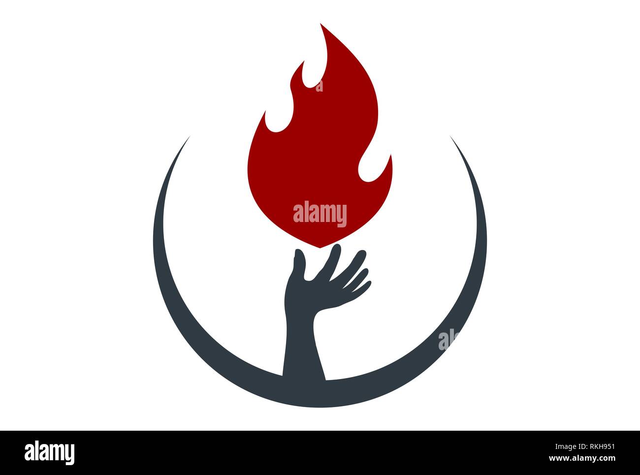 Fiery hand logo hi-res stock photography and images - Alamy