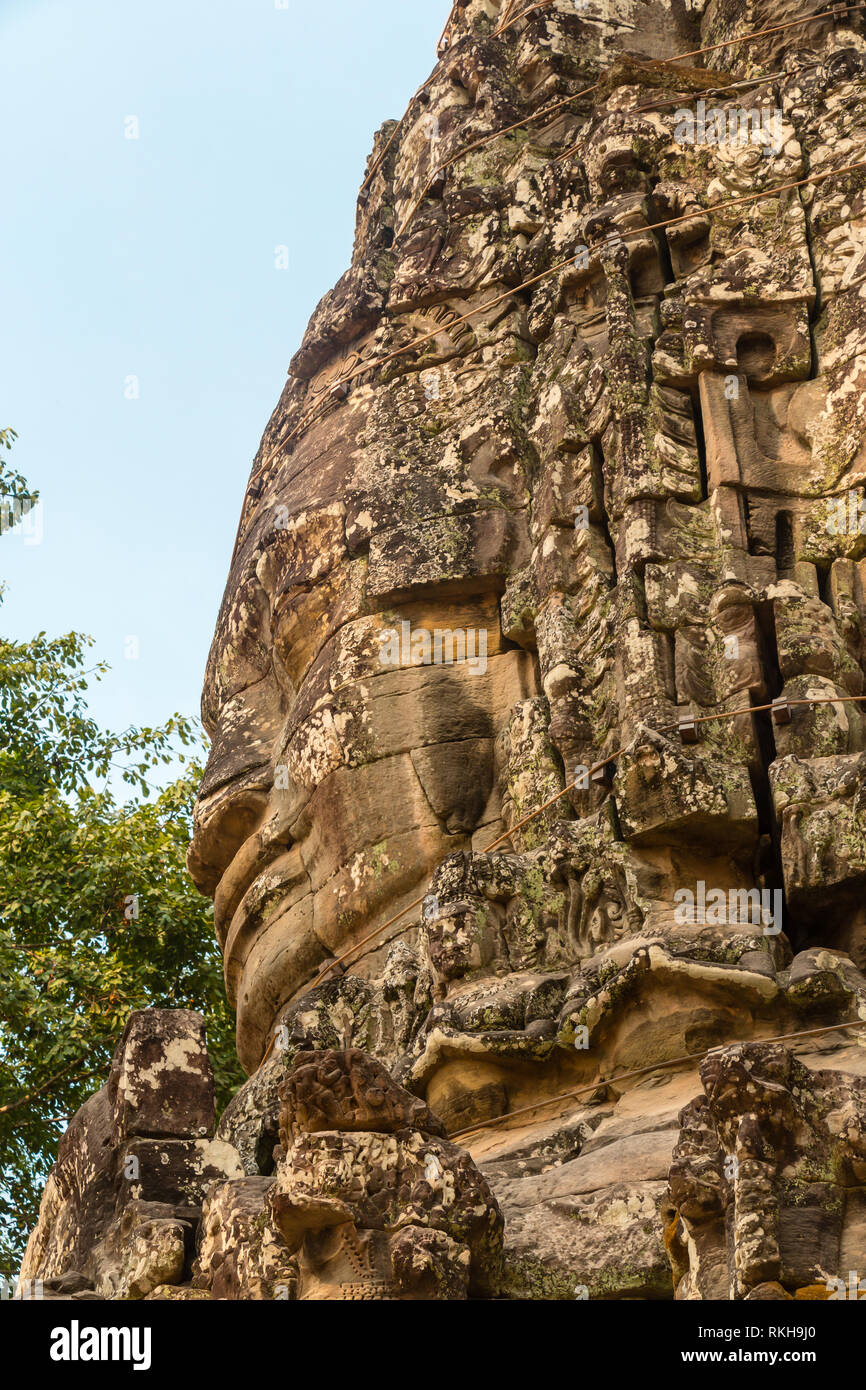 Ruins, temples and statues at sunrise depict Khmer Culture at Ta Prohm ...